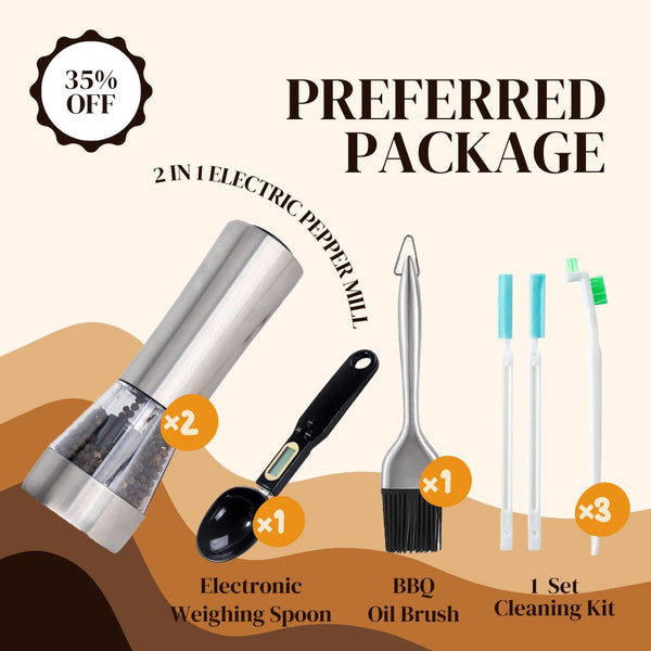 2 in 1 Electric Pepper Mill - PACKAGE B - GLADWARES